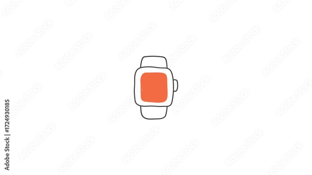 smartwatch icon in a simple hand-drawn doodle style. doodle animation ...