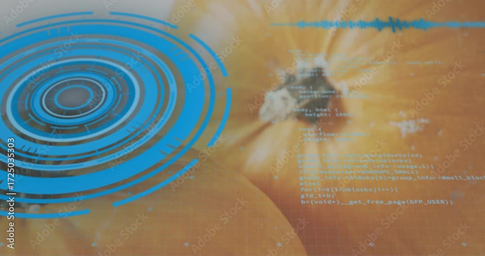 Blue HUD fading in triggers code scrolling and waveform pulsing across ...