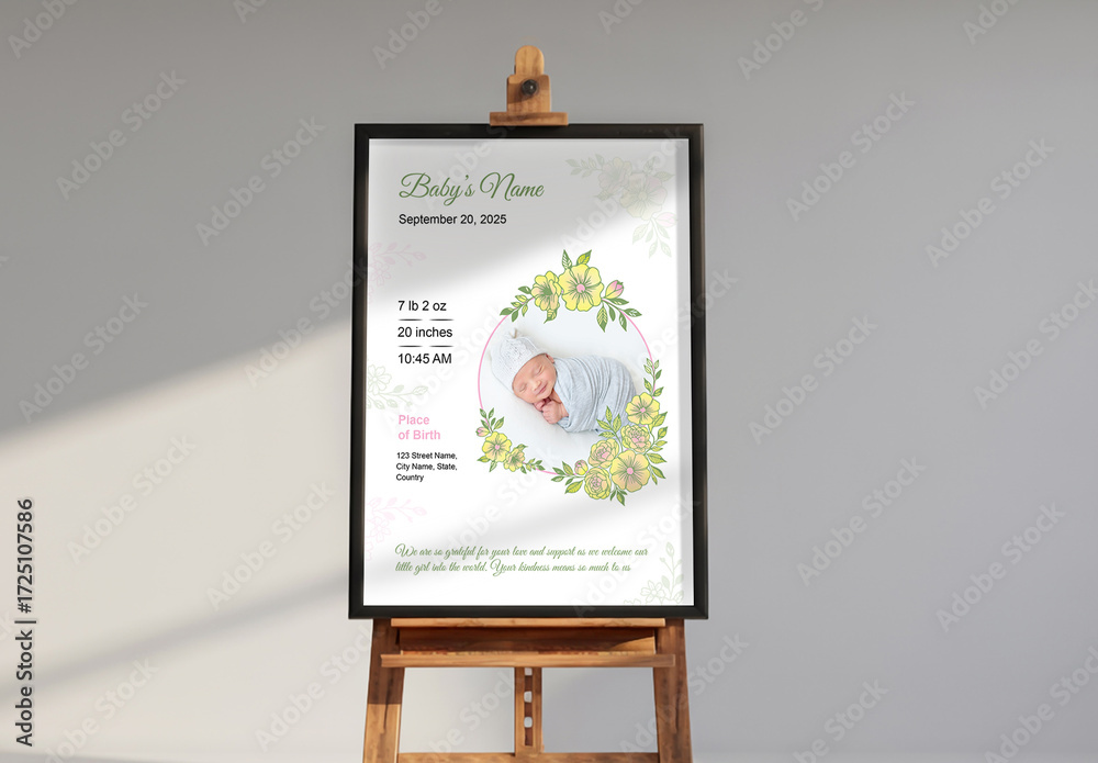 Newborn Baby Announcement Card Template Layout Stock Template | Adobe Stock