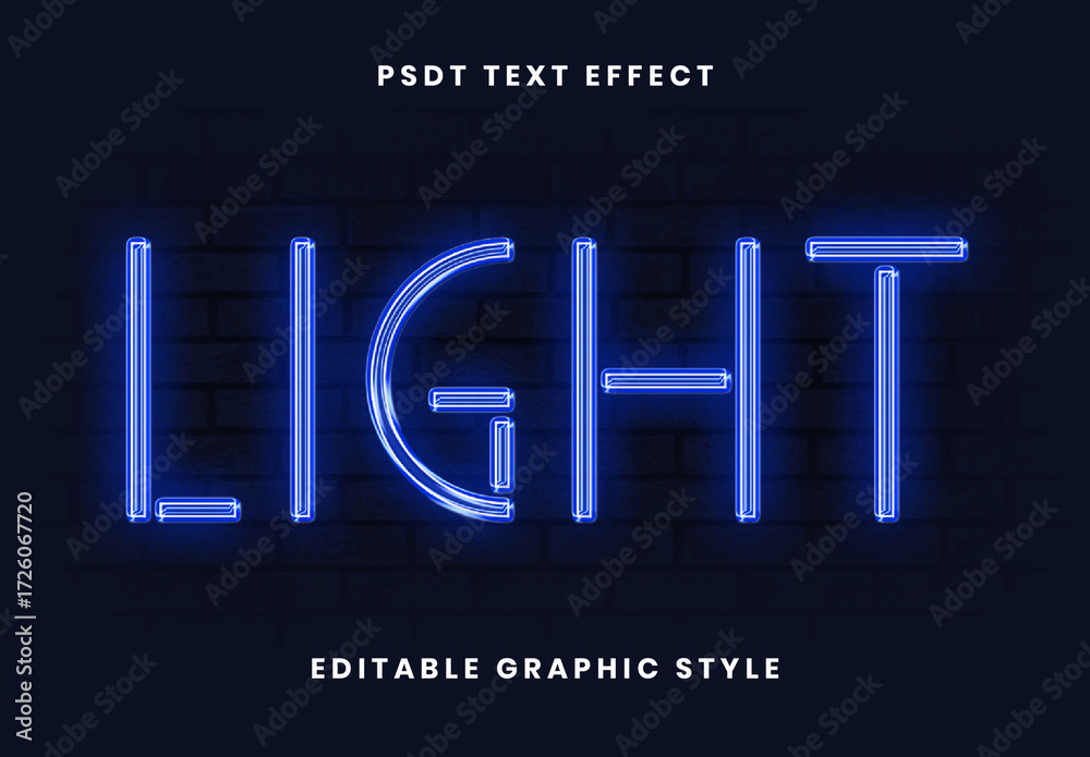 Blue Neon Tube Text Effect Light Glow Font Stock Template | Adobe Stock