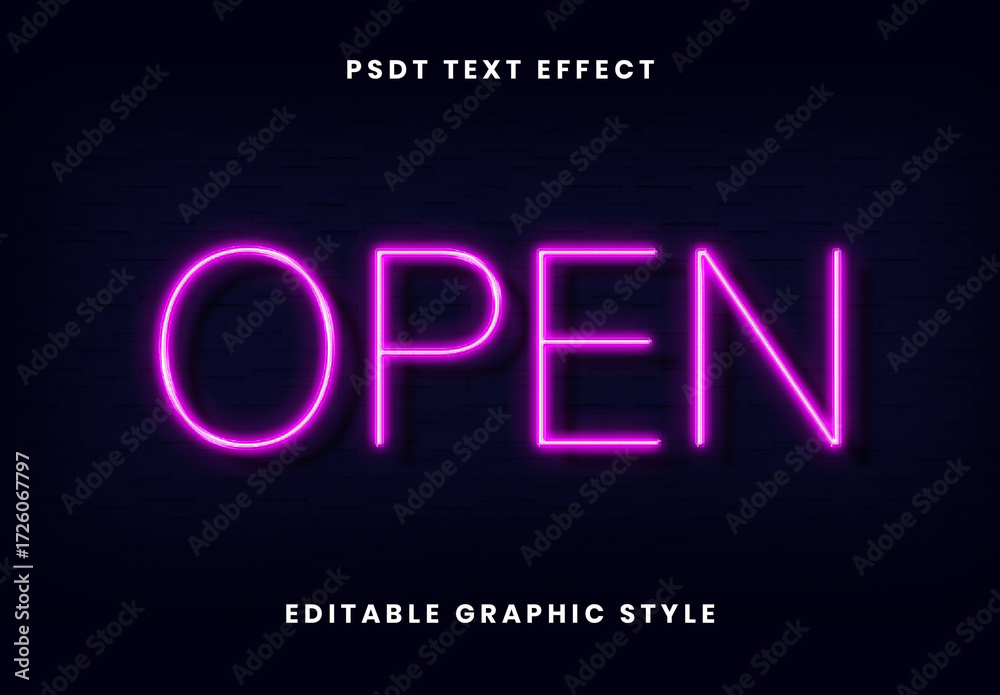 Purple Neon Tube Text Effect Glow Line Minimal Font Stock Template ...