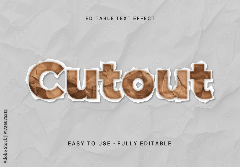 Brown Paper Cutout Text Effect Crumpled 3D Font Stock Template | Adobe ...