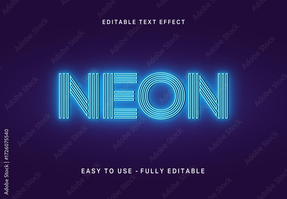 Blue Neon Tube Text Effect Glowing Futuristic Font Stock Template ...