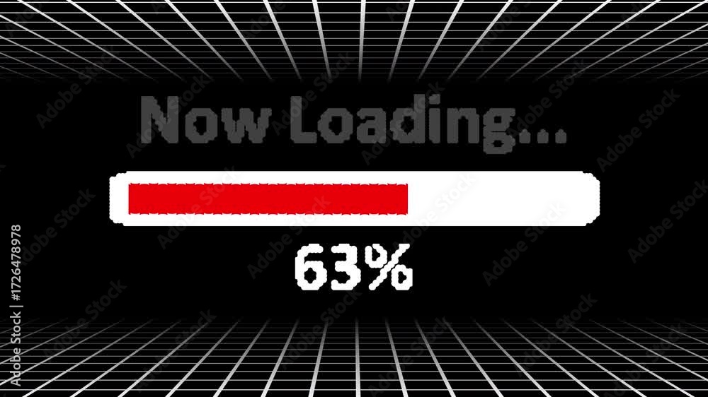 Classic 8-bit loading bar animation in pixel art style, retro video ...