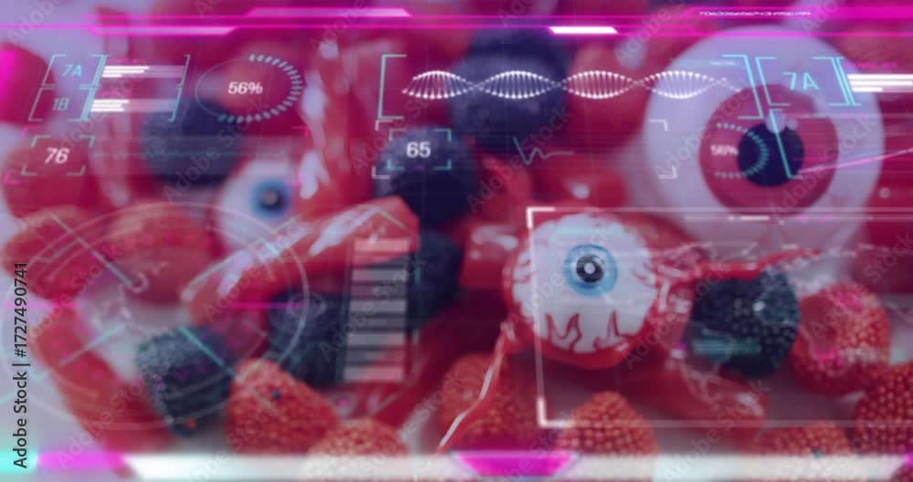 AR scan activating animated overlay updating numeric readings on candy ...