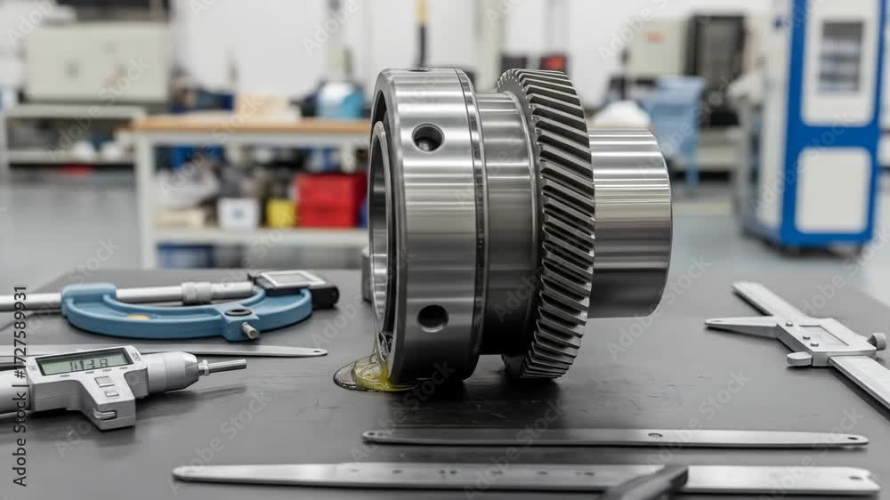 Gear and bearing inspection with precision measuring tools setup Stock ...