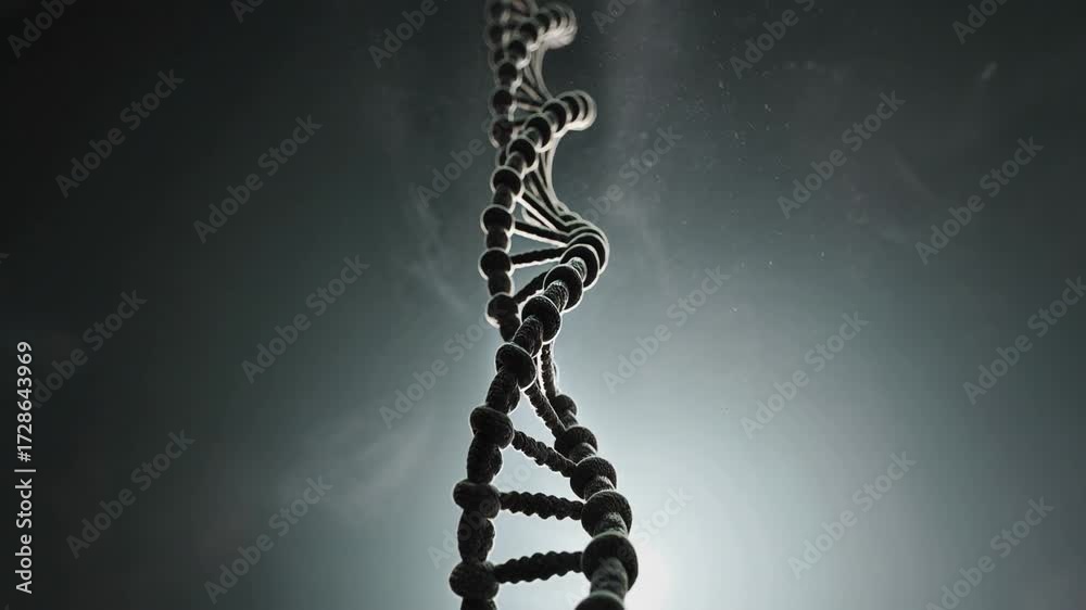 Peptide chain double helix black and white DNA style, molecular bonds ...