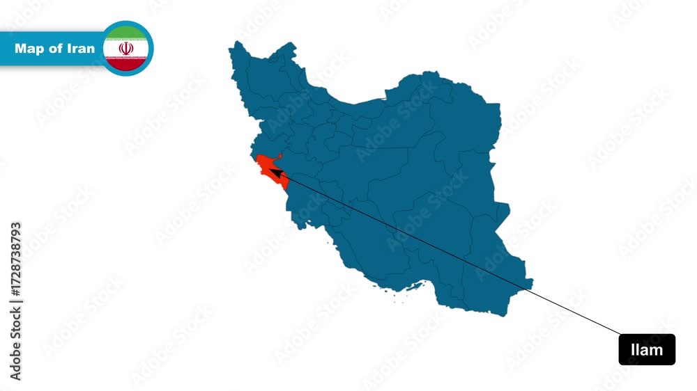 Vidéo Stock Ilam Map Video, Iran map, Political Map of Iran, with all ...