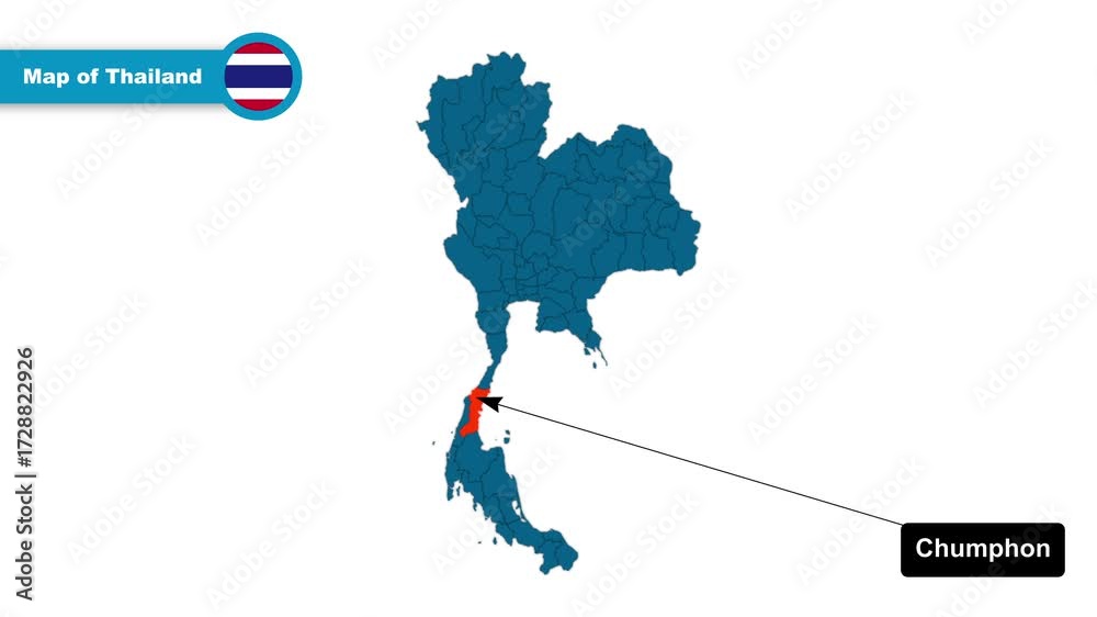 Vidéo Stock Chumphon Map Video, Thailand map, Political Map of Thailand ...