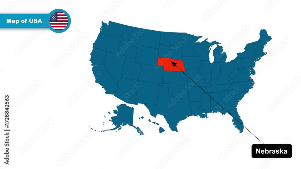 Nebraska Map Video, USA map, Political Map of USA, with all states ...