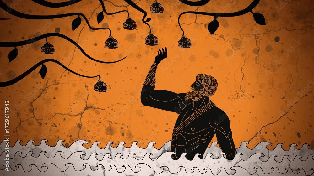 greek myth of tantalus punishment reaching fruits of the tree Stock ...