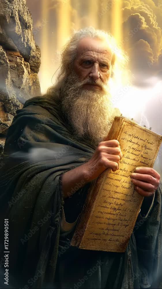 Sinai covenant moment: god grants moses stone tablet, eternal law forms ...