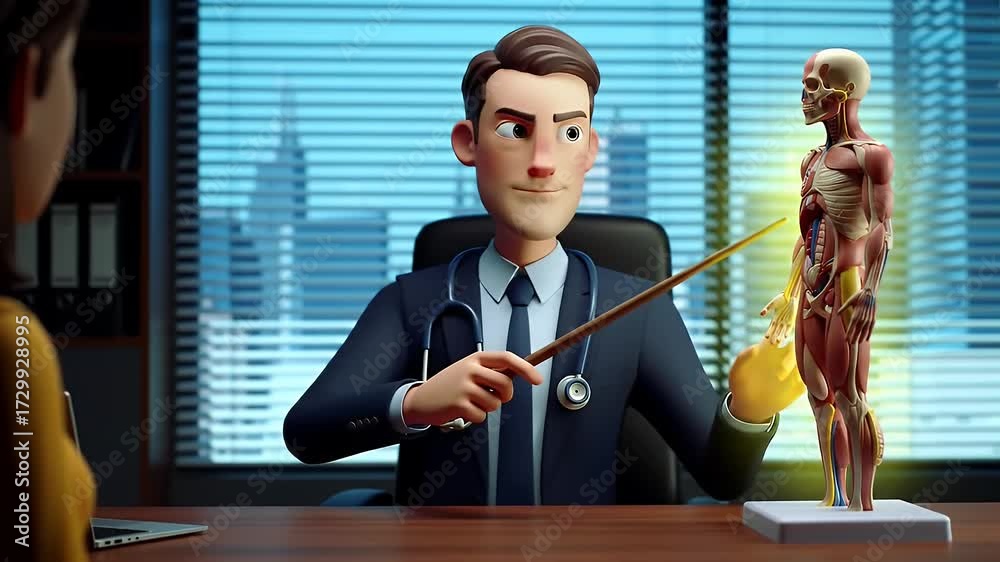 Digital Healthcare Specialist Demonstrates Human Body Anatomy with an ...