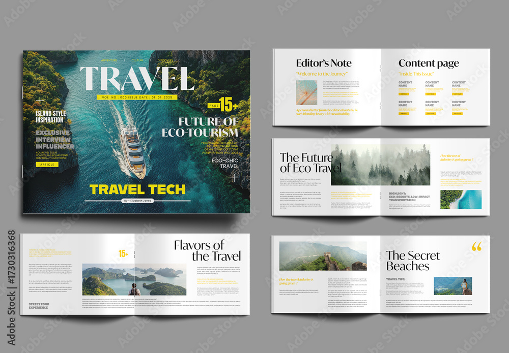 Modern Travel Magazine Layout Template Stock Template | Adobe Stock