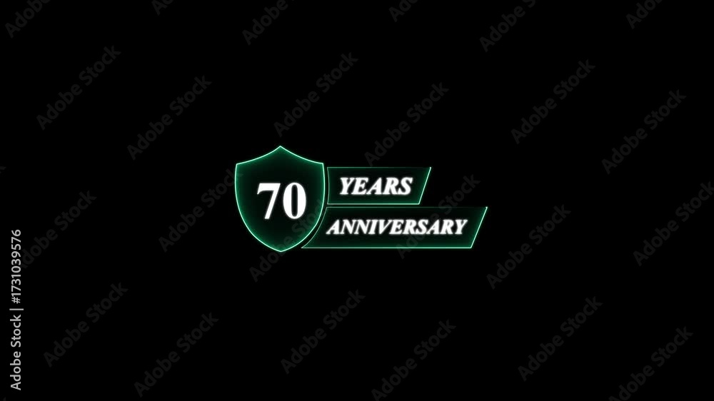 70 Years Anniversary Shield Logo with Neon Glow 70th anniversary ...