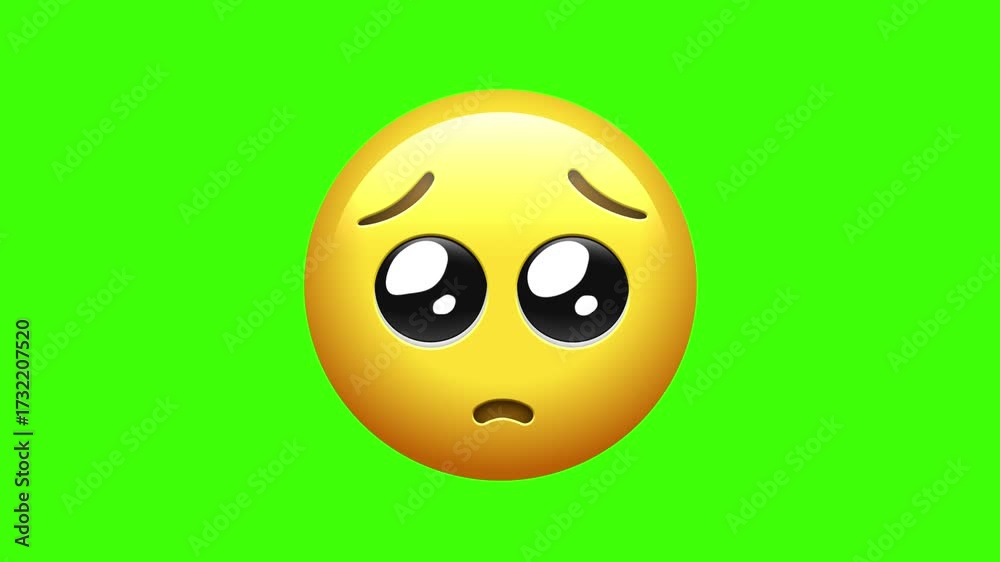 Pleading Face emoji animated. Pleading Face emoji animated 4k on green ...
