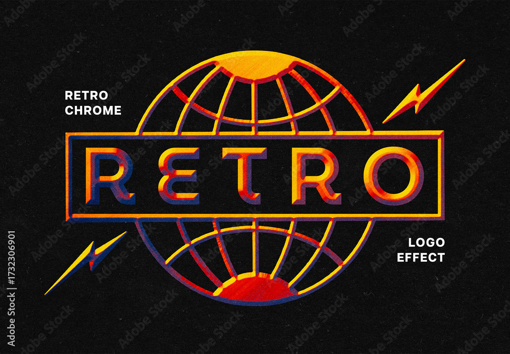 Modelo de Retro Vivid Chrome Logo Effect Mockup do Stock | Adobe Stock