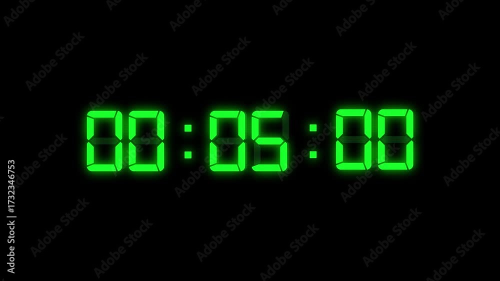 reverse ten seconds digital countdown green timer animation, digital stopwatch count up with ...