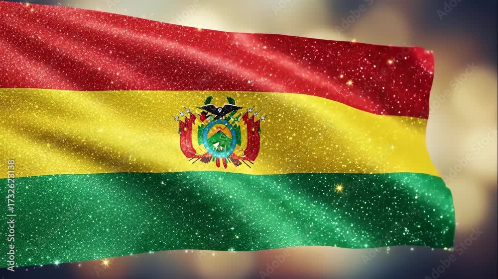 Glittering Bolivia Flag Waving - A beautifully video video of the ...