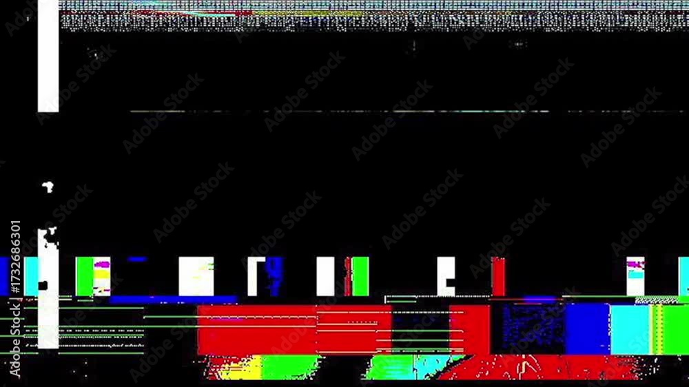 Glitch distortion screen transition featuring analog TV static, heavy ...