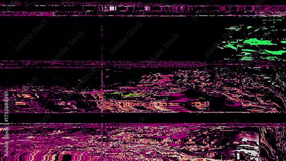 glitch screen with VHS error signal, glitch transition effect ...