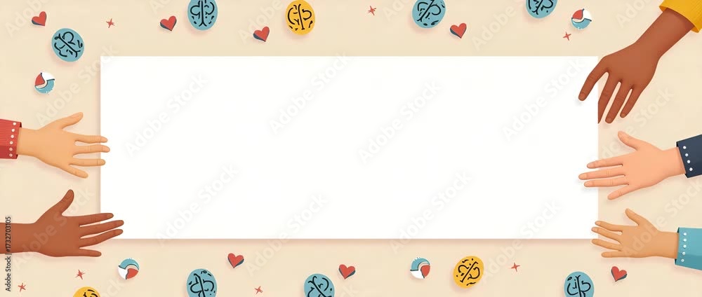 World Mental Health Day border frame with brain icons and supportive ...