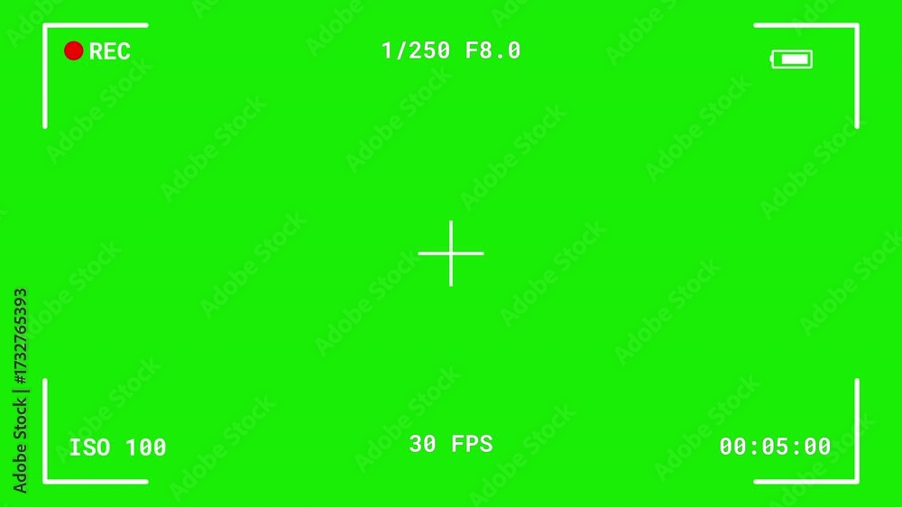 Camera video recording interface with green screen background showing ...