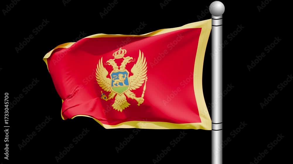 Montenegro 3D Flag Waving Animation. Realistic Montenegro National Flag ...