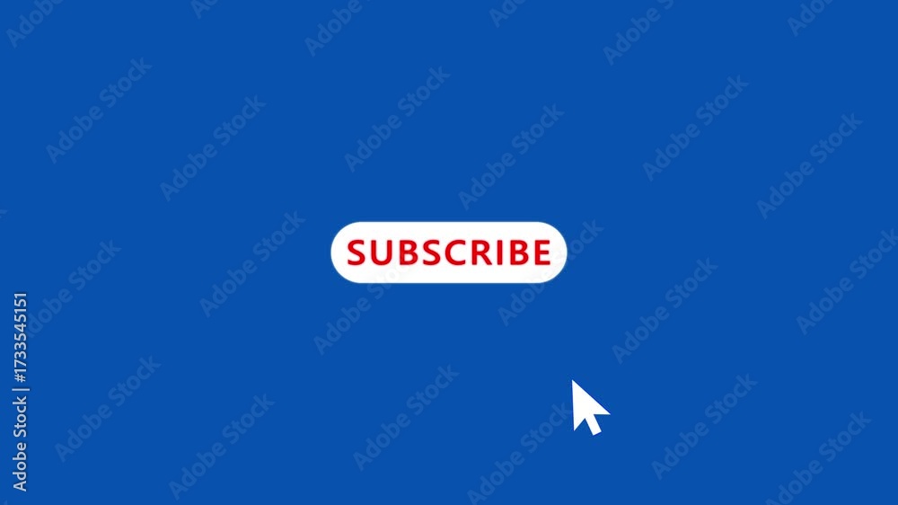 Computer mouse clicking the subscribe button animation on blue ...