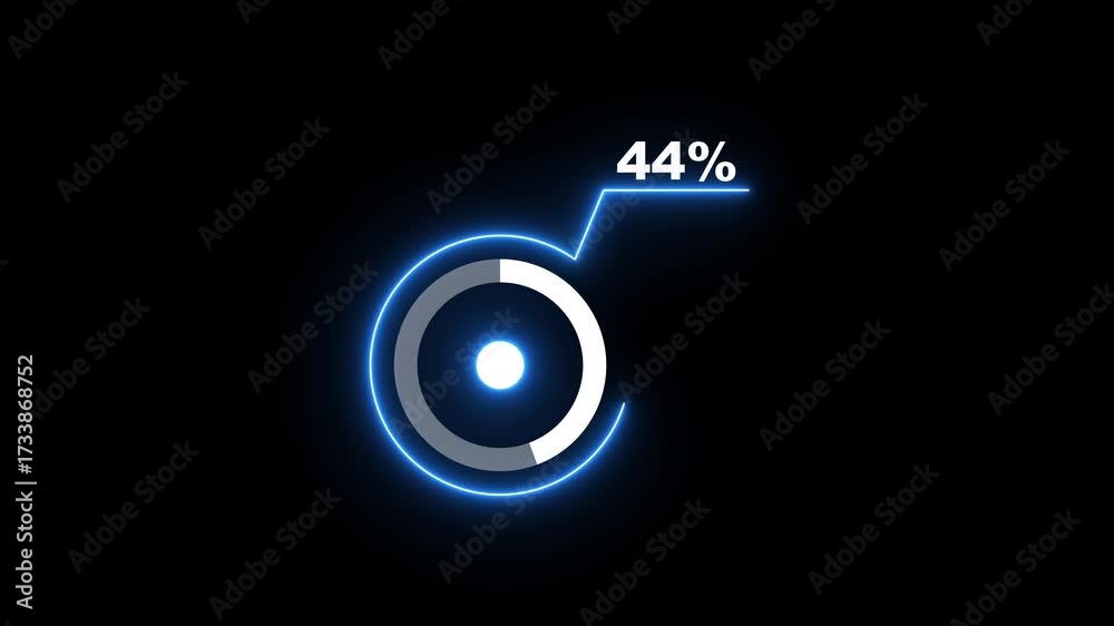Futuristic Neon Circle Progress Bar with 21 Percent Indicator on Black ...