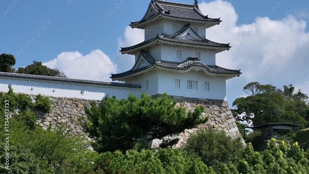 Vidéo Stock Tatsumi Tower of Akashi Castle (Japan's Top 100 Castles), a ...