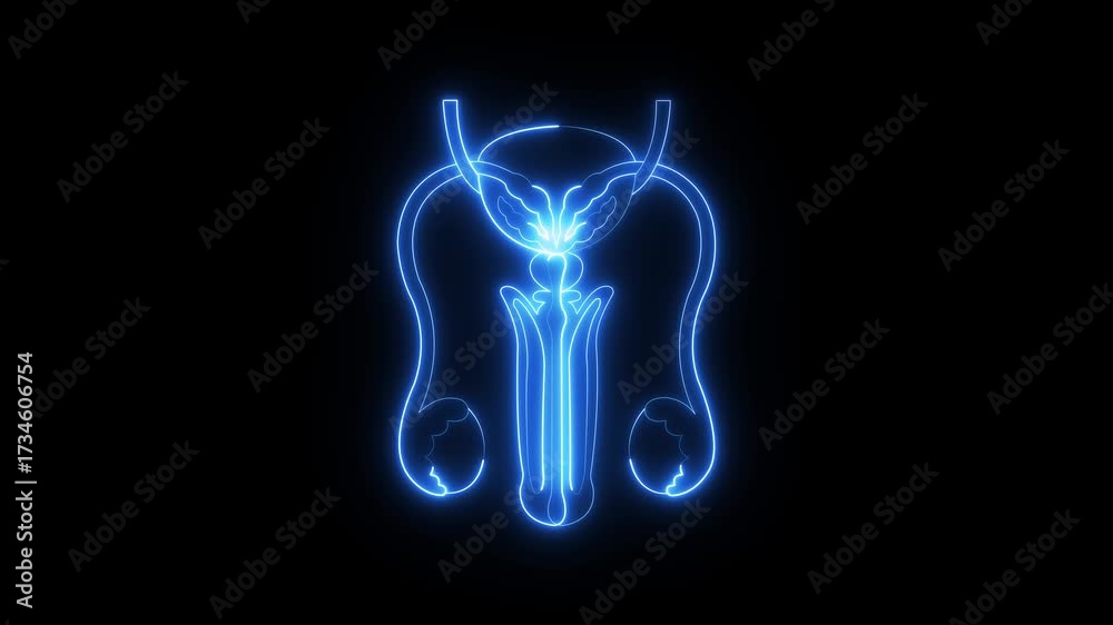 glowing neon Male reproductive organs icon animation on black ...