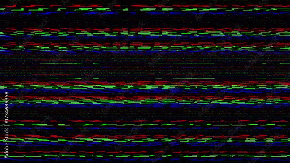 Glitch screen overlay with VHS error signal, TV static, RGB split ...
