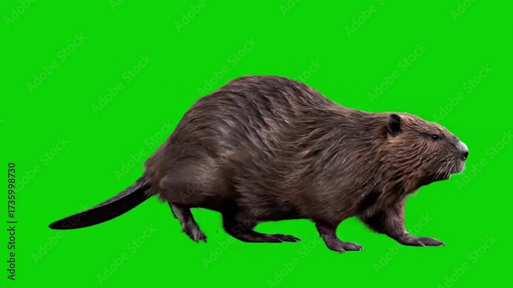 North American Beaver Walking Seamless Loop Full Body Realism 3D ...