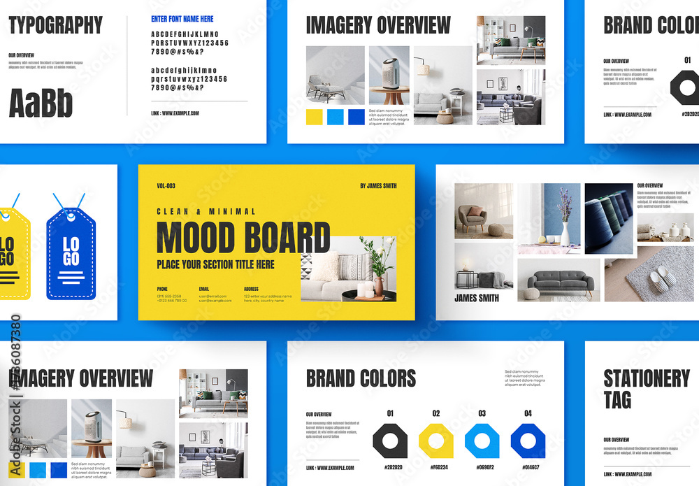 Modern Brand Identity Mood Board Kit with Typography, Color Scheme ...