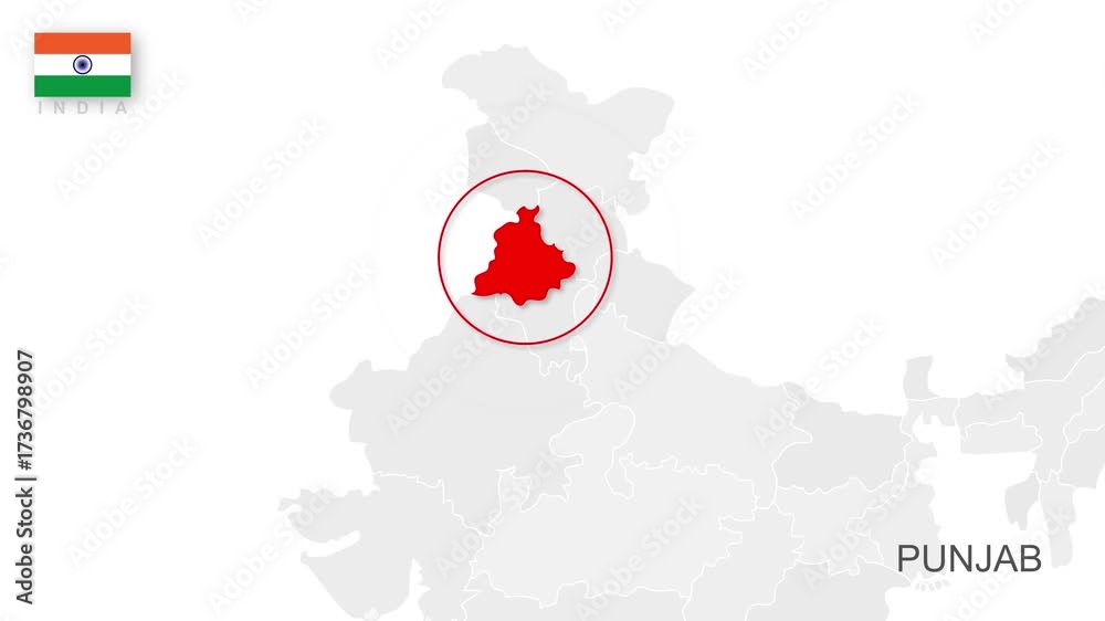Punjab, India Animated Political Map | Professional State Geography ...