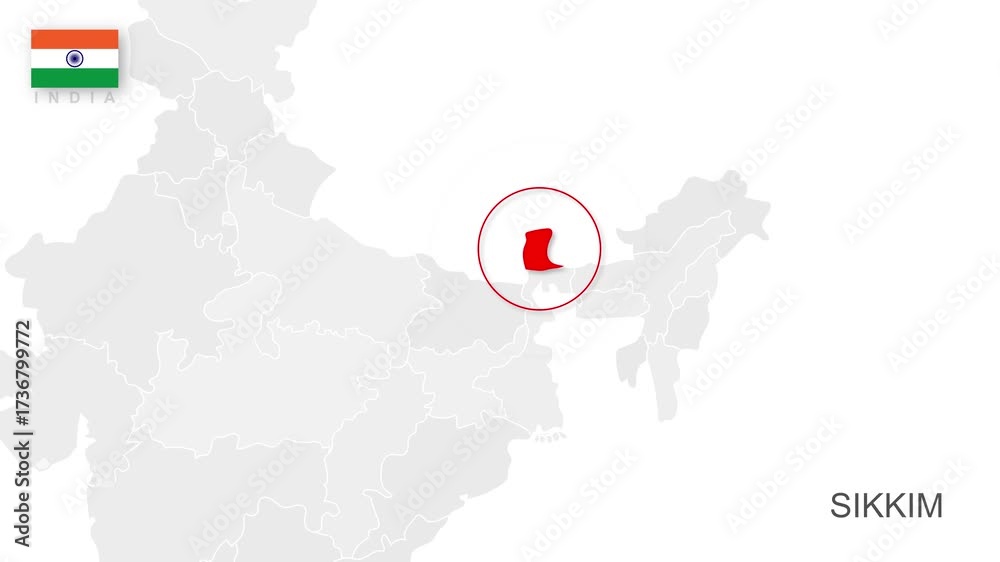 Sikkim, India Animated Political Map | Professional State Geography ...