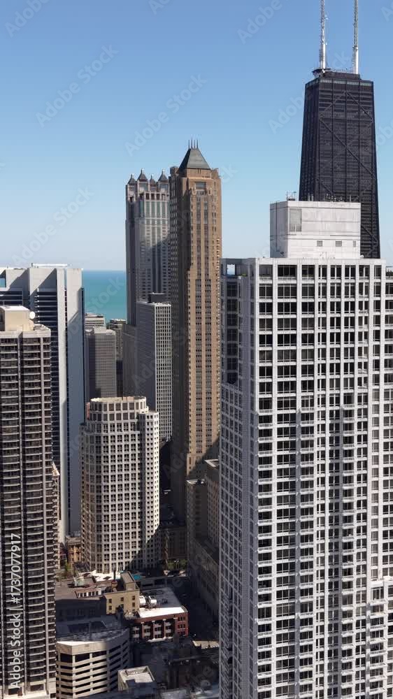 Chicago USA, Vertical Aerial View of Downtown Skyscrapers and Towers ...