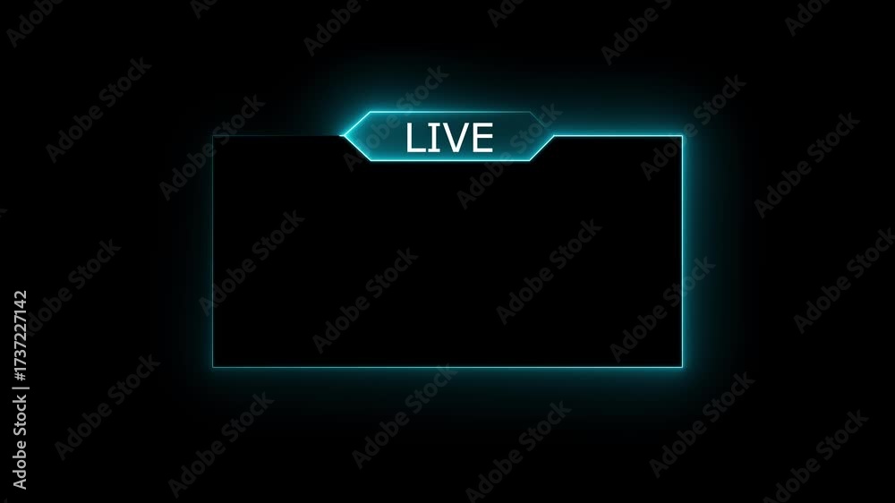 live streaming neon text frame animation box frame neon frame live ...