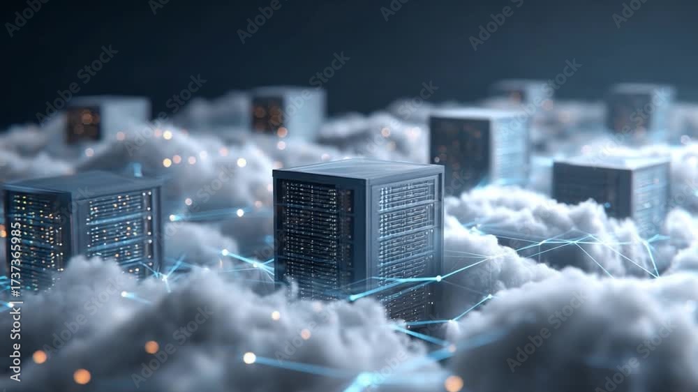 Cloud Data Fortress: A futuristic digital rendering of data centers ...