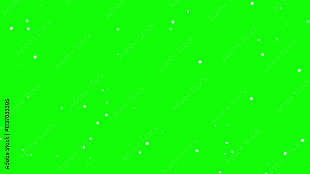 White Particles Flying on Green Chroma Key Background. Winter Snow ...