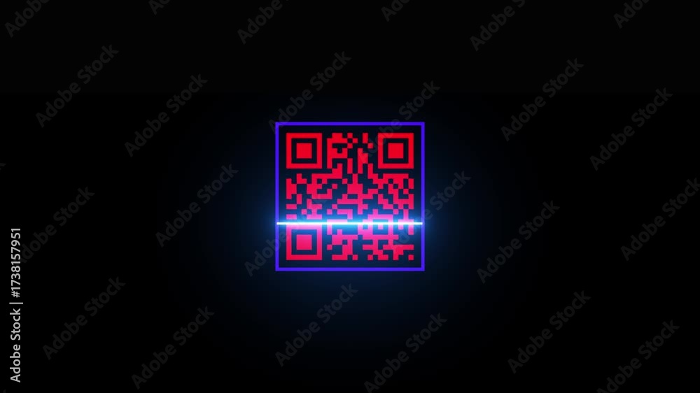 Animation of data processing and QR code Scanning the QR code icon ...