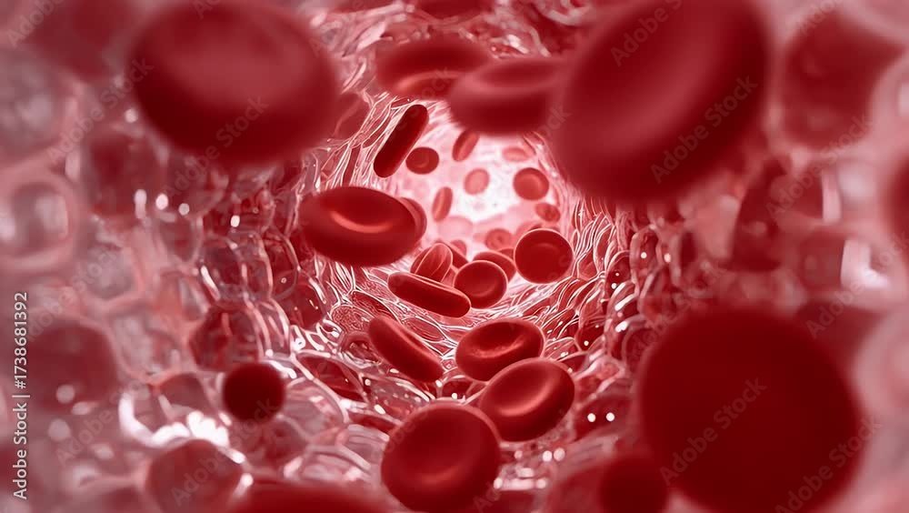 Dynamic Red Blood Cells Flowing Through a Microscopic Human Blood ...