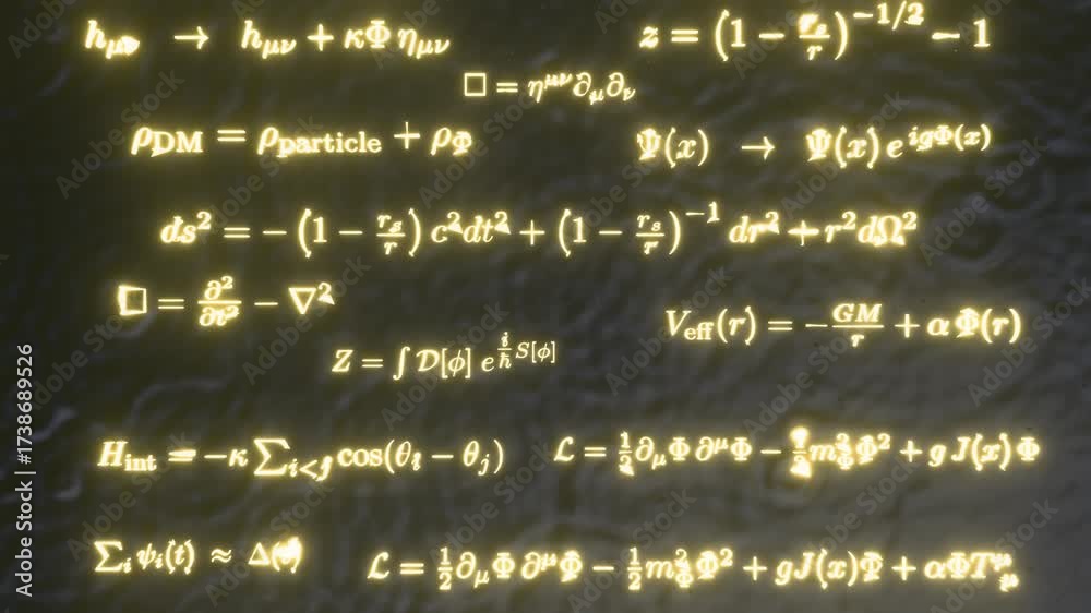 The math science formula concept animation of gravity well ...