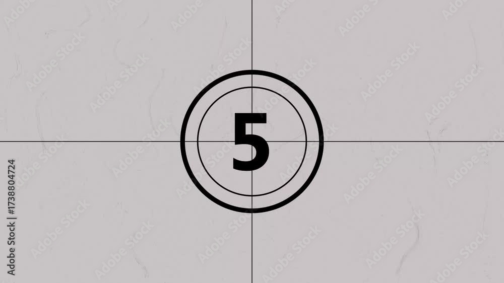 Old movie retro vintage style countdown from 10 to 0 number. 10 seconds ...
