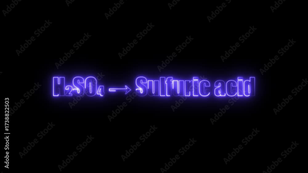 Blue Neon Glow Text H2 S O4 to Sulfuric Acid on Black Background H2SO4 ...