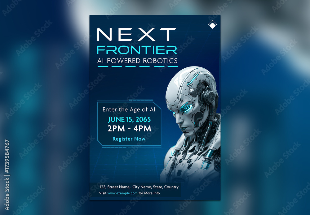 Next Frontier AI Powered Robotics Digital Flyer with Humanoid Robot and ...