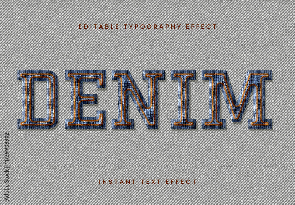 Blue And Orange Denim Embroidery Text Effect Jean Stitch Font Stock ...