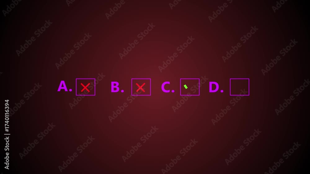 MCQ option select animation for quiz. Checkboxes with correct and ...