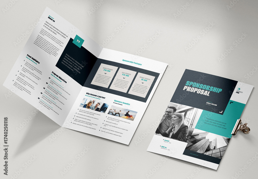 Sponsorship Proposal Bifold Brochure Template Stock Template | Adobe Stock